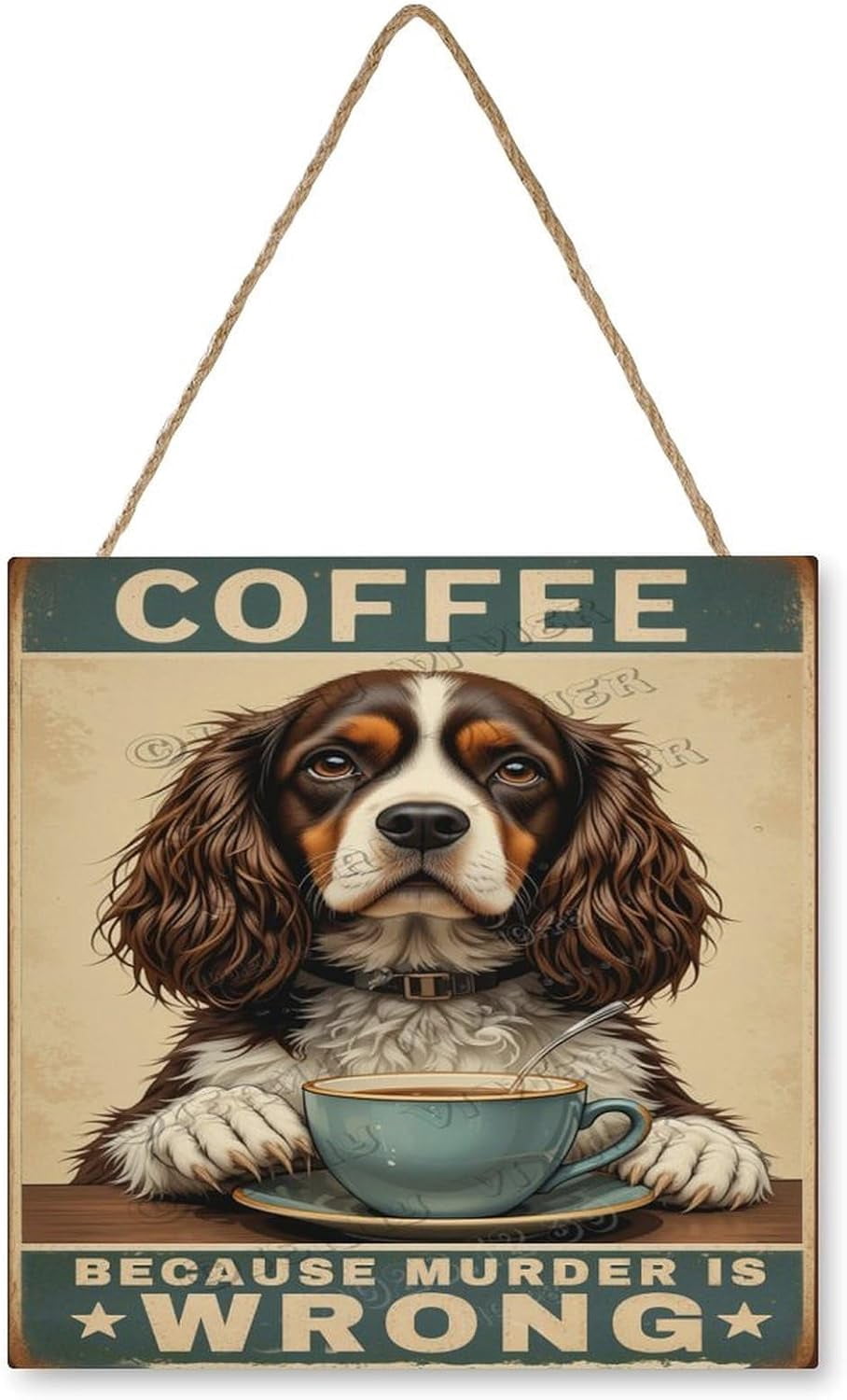 Cavalier King Charles Dog Coffee Wooden Plaque 12x12 Inches – Fun ...