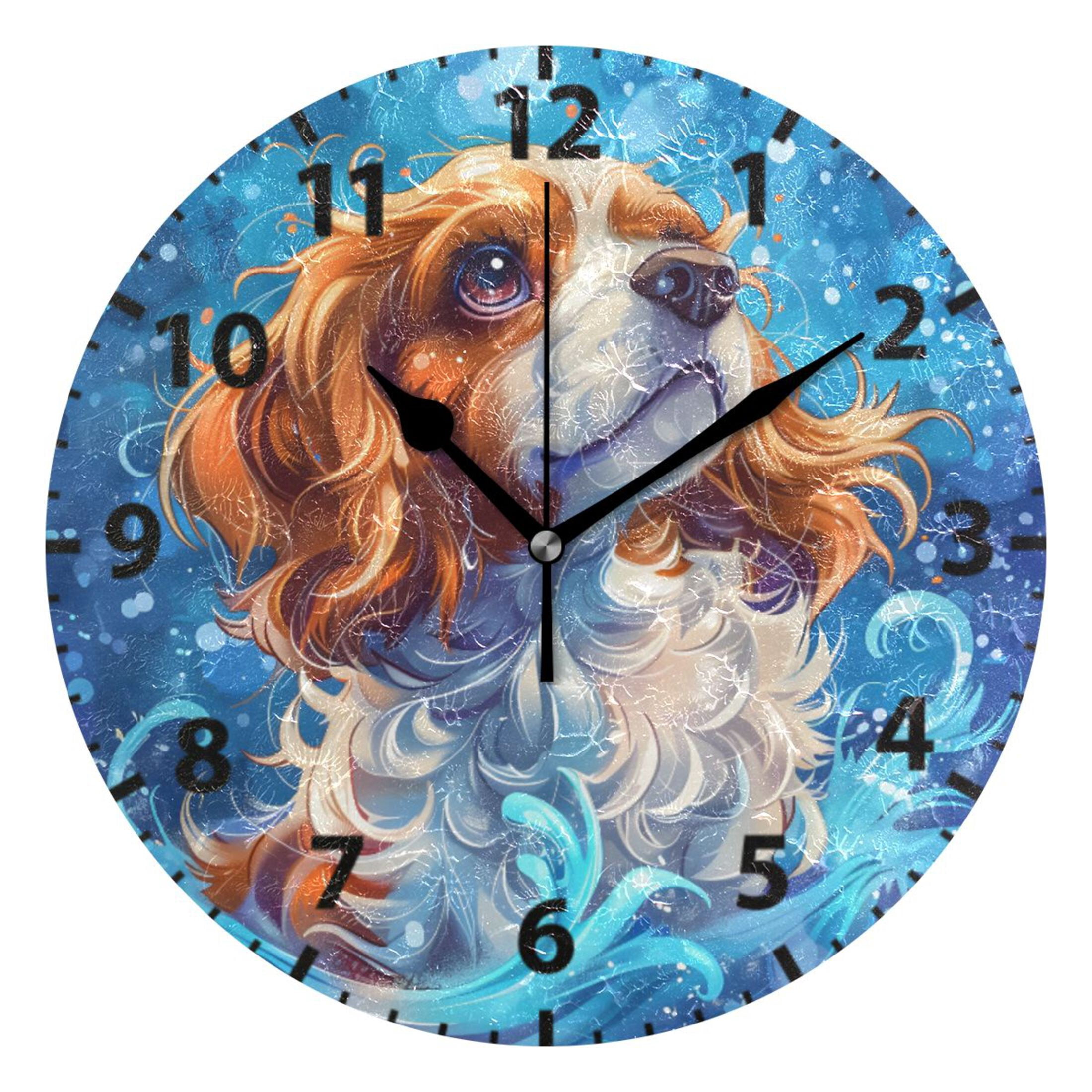 Cavalier King Charles Dog Wall Clock 10in Round Artistic Oil Painting ...
