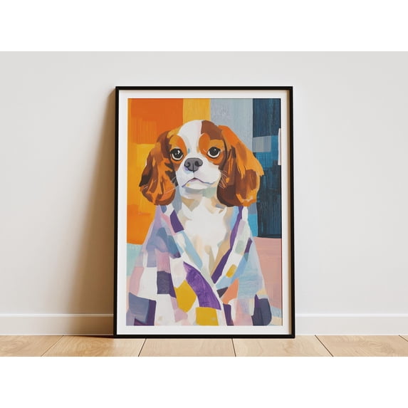 Cavalier King Charles Spaniel Art Print Dog in Bathrobe Poster Pet ...