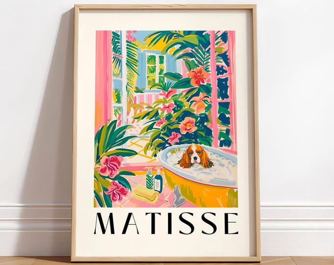 Cavalier King Charles Spaniel Bath Wall Art Print, Unframed Paper ...