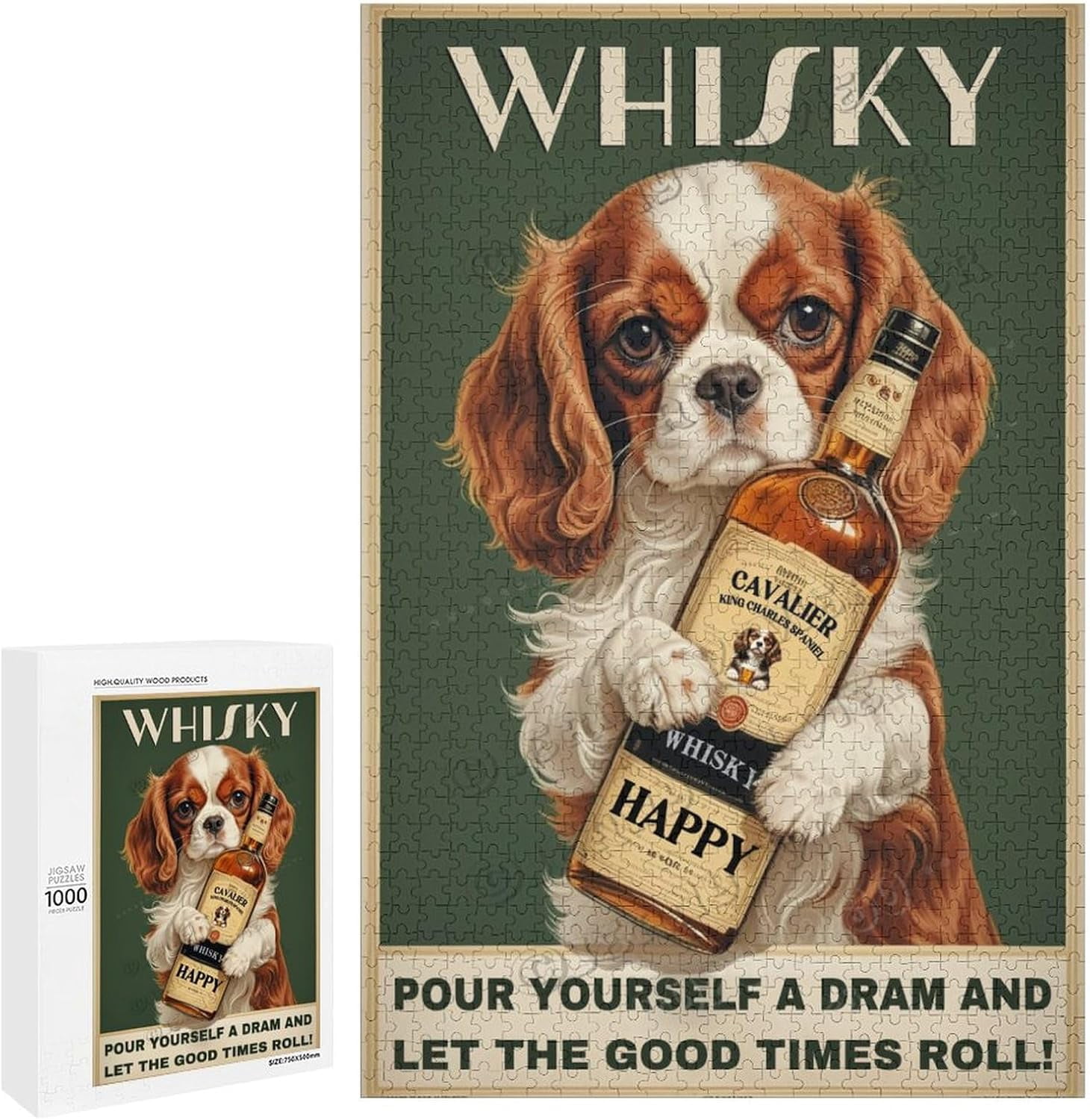 Cavalier King Charles Spaniel with Beer and Funny Quote 1000 Piece ...