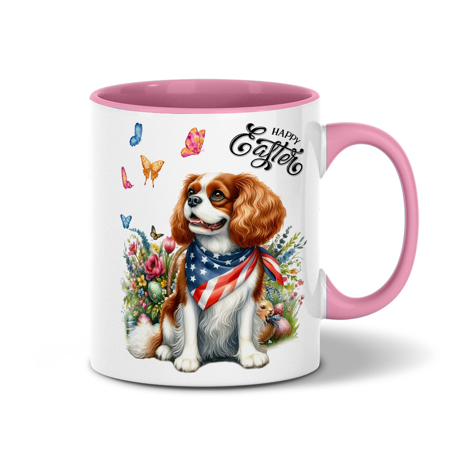 Cavalier King Charles Spaniel Celebrates Spring and Happy Easter 11oz ...