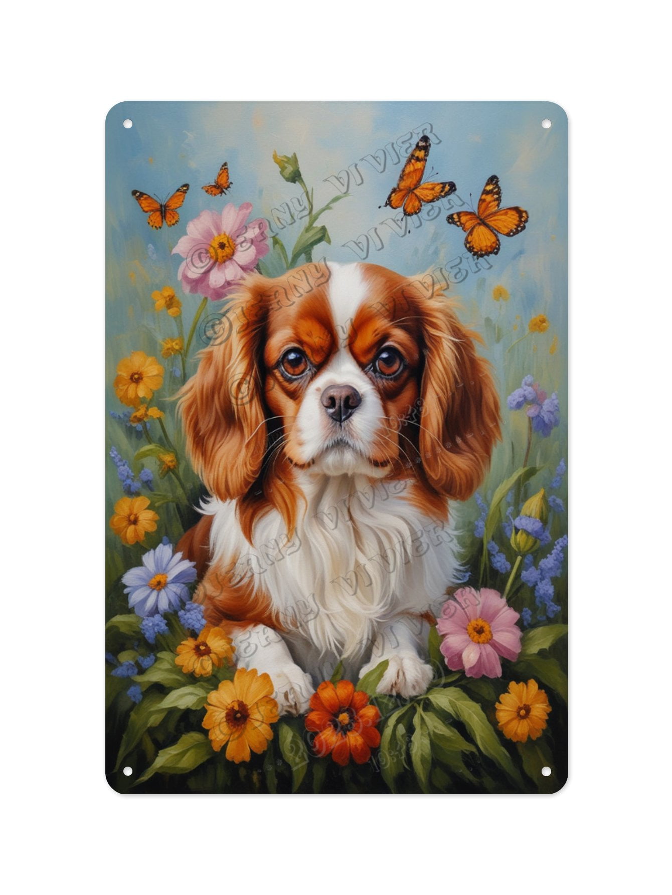 Cavalier King Charles Spaniel Cute Retro Aluminum Sign - 5.5x8 Inches ...