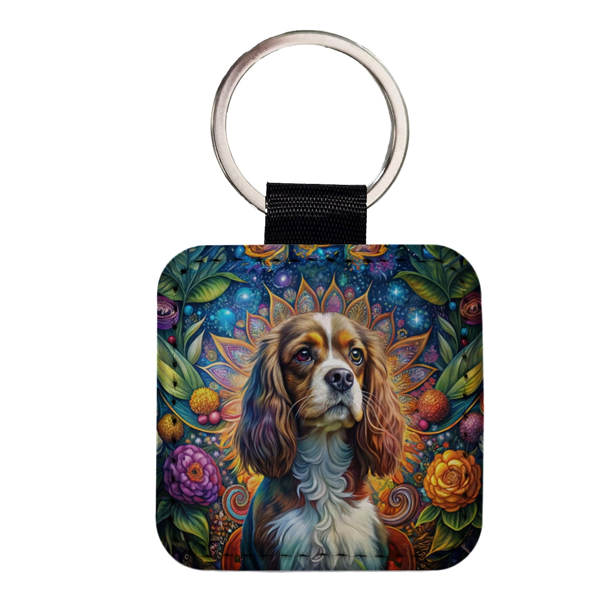 Cavalier King Charles Spaniel Dog Bohemian Art Faux Leather Square ...