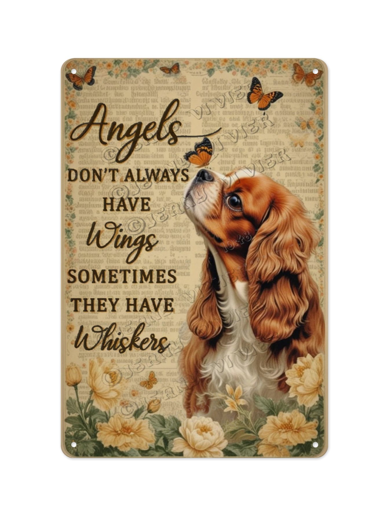 Cavalier King Charles Spaniel Dog Decor Angel Vintage Aluminum Sign ...
