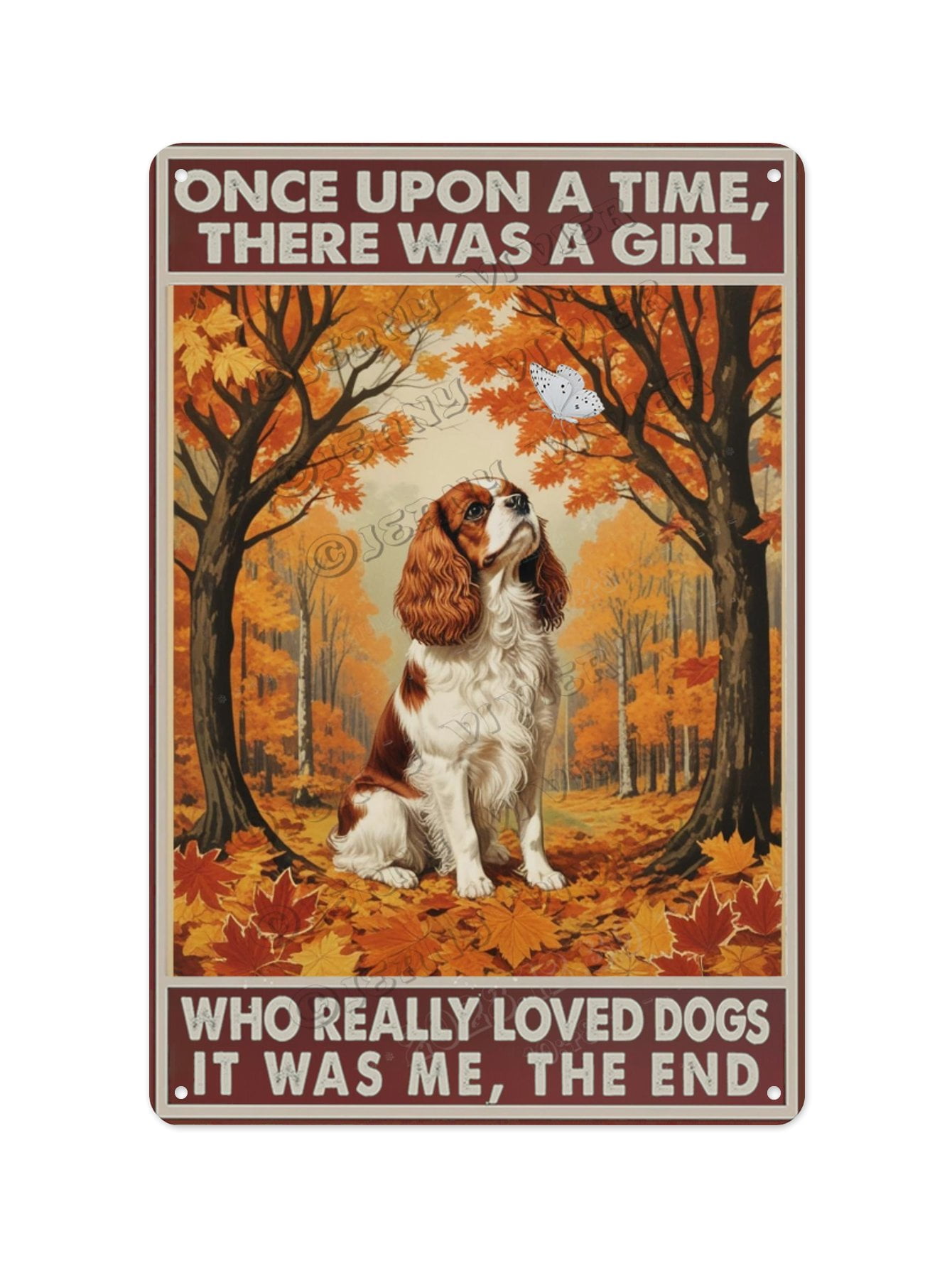 Cavalier King Charles Spaniel Dog Decor Autumn Vintage Aluminum Sign ...