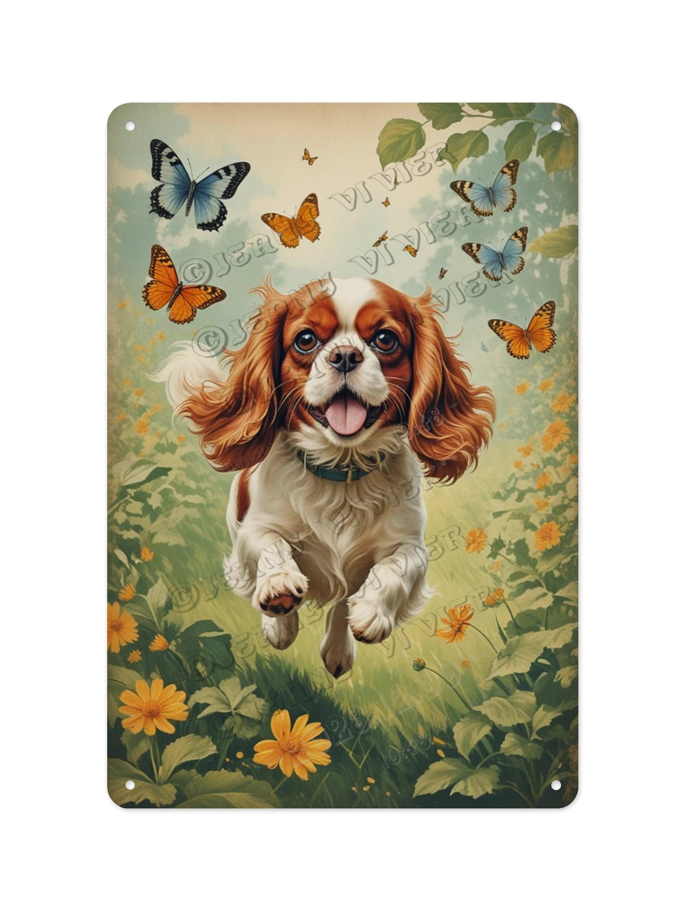 Cavalier King Charles Spaniel Dog Decor Garden Vintage Aluminum Sign ...