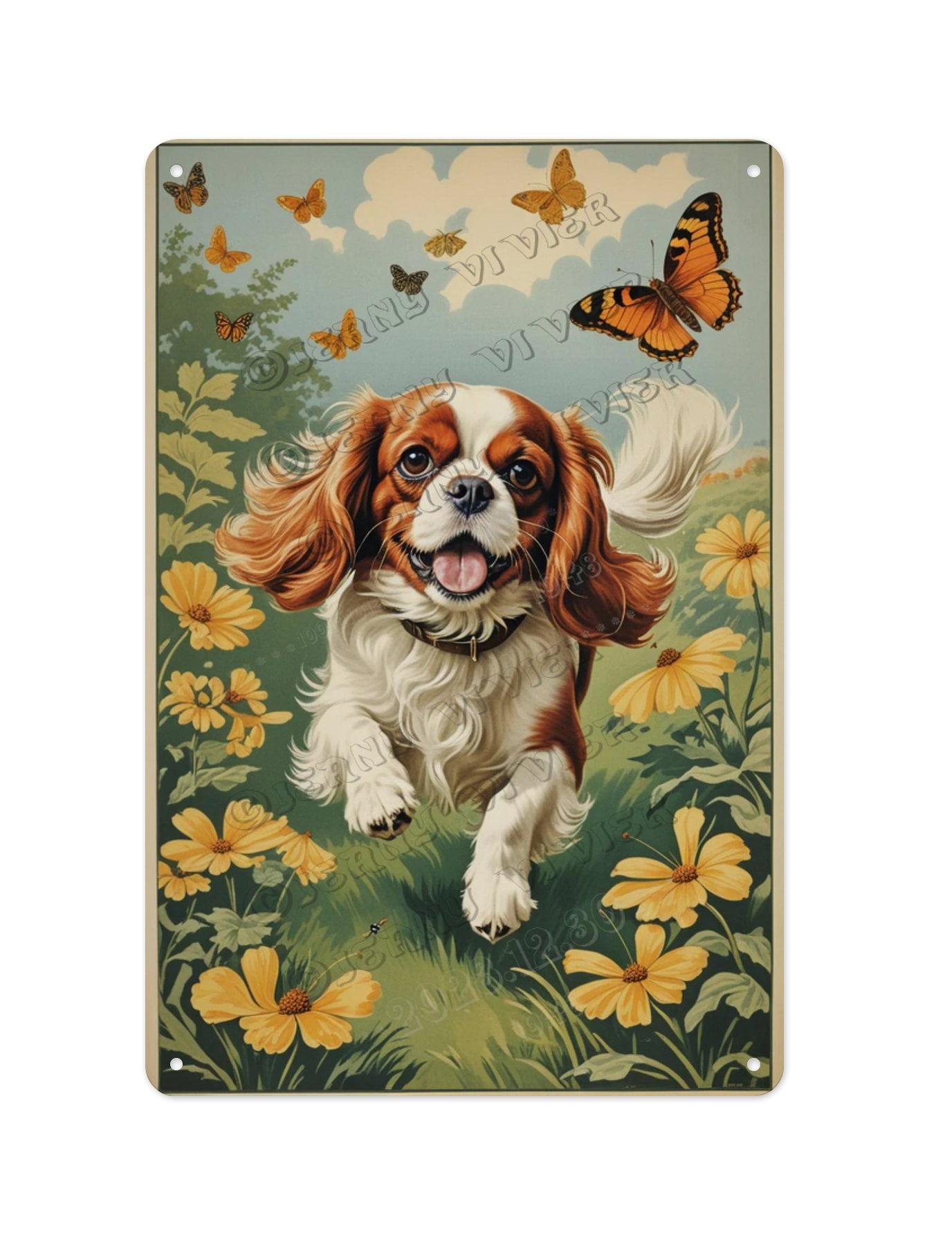 Cavalier King Charles Spaniel Dog Decor Garden Vintage Aluminum Sign 5 ...