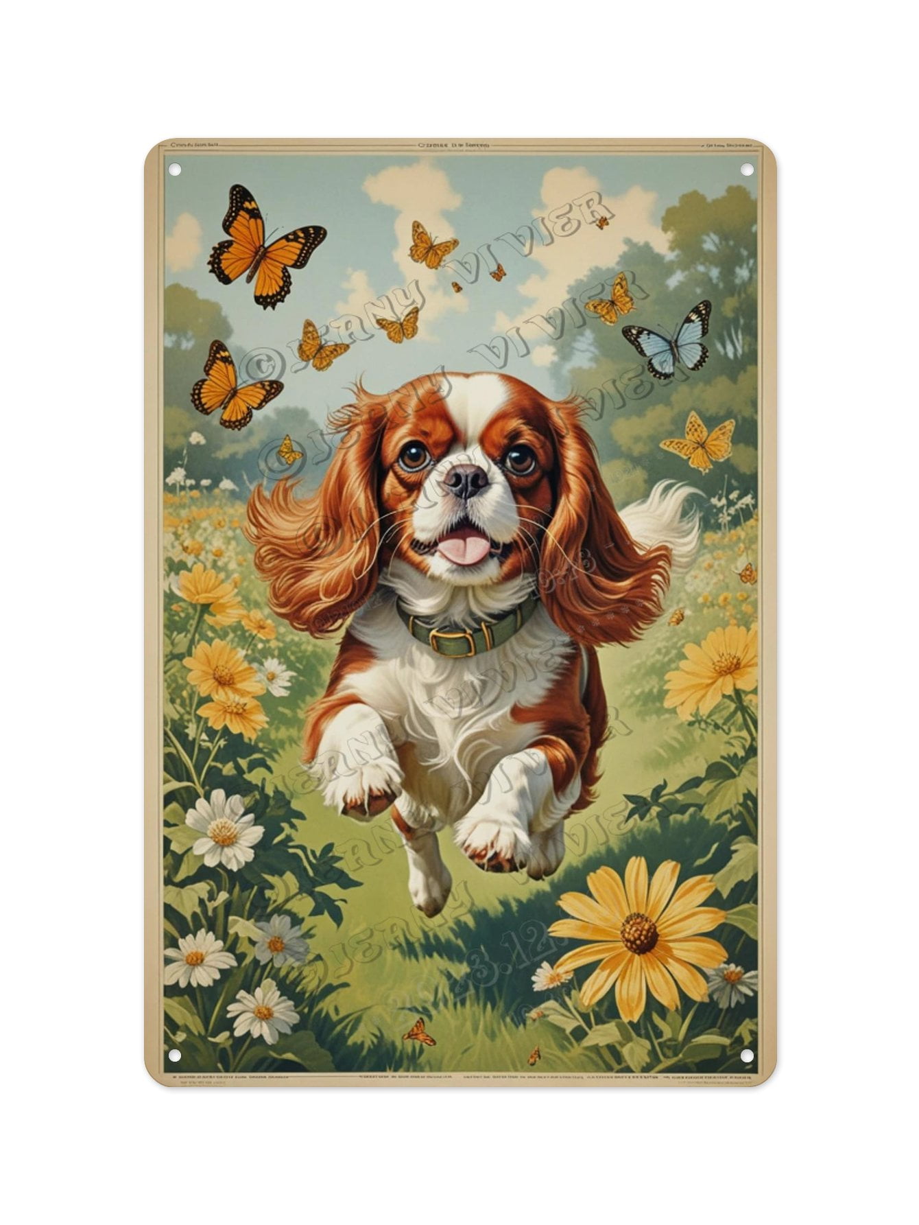 Cavalier King Charles Spaniel Dog Decor Garden Vintage Aluminum Sign ...