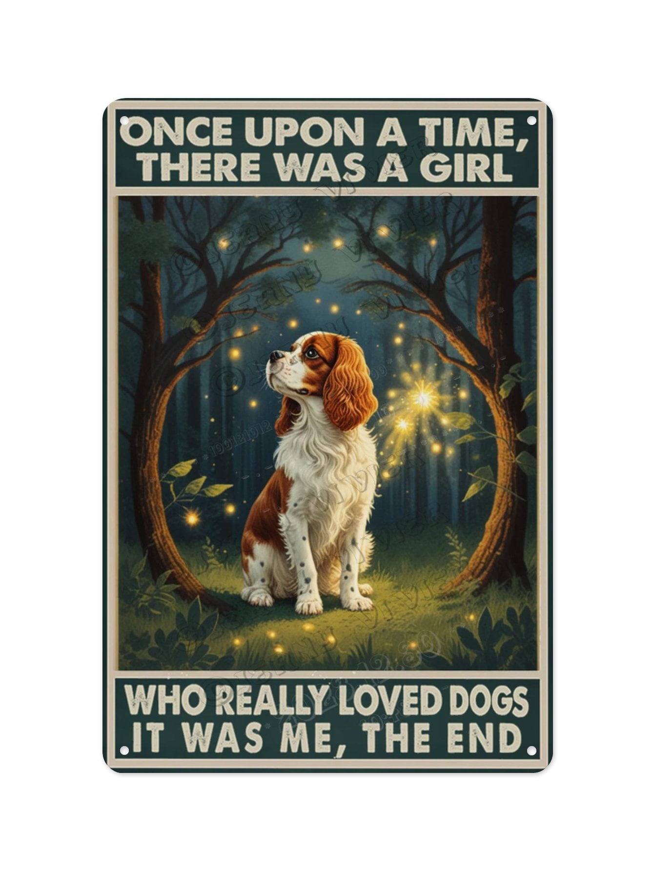 Cavalier King Charles Spaniel Dog Decor Spring Night Vintage Aluminum ...