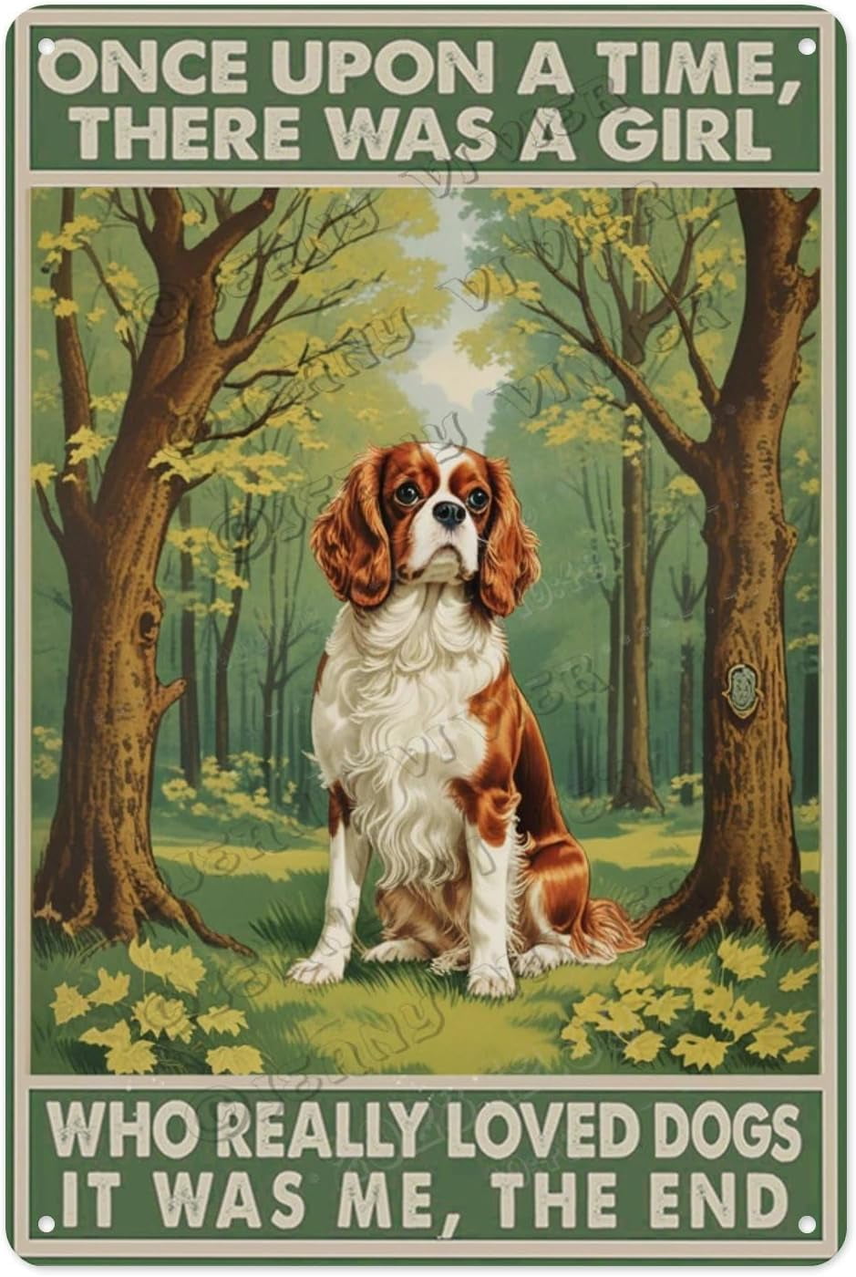 Cavalier King Charles Spaniel Dog Decor Spring Summer Vintage Aluminum ...