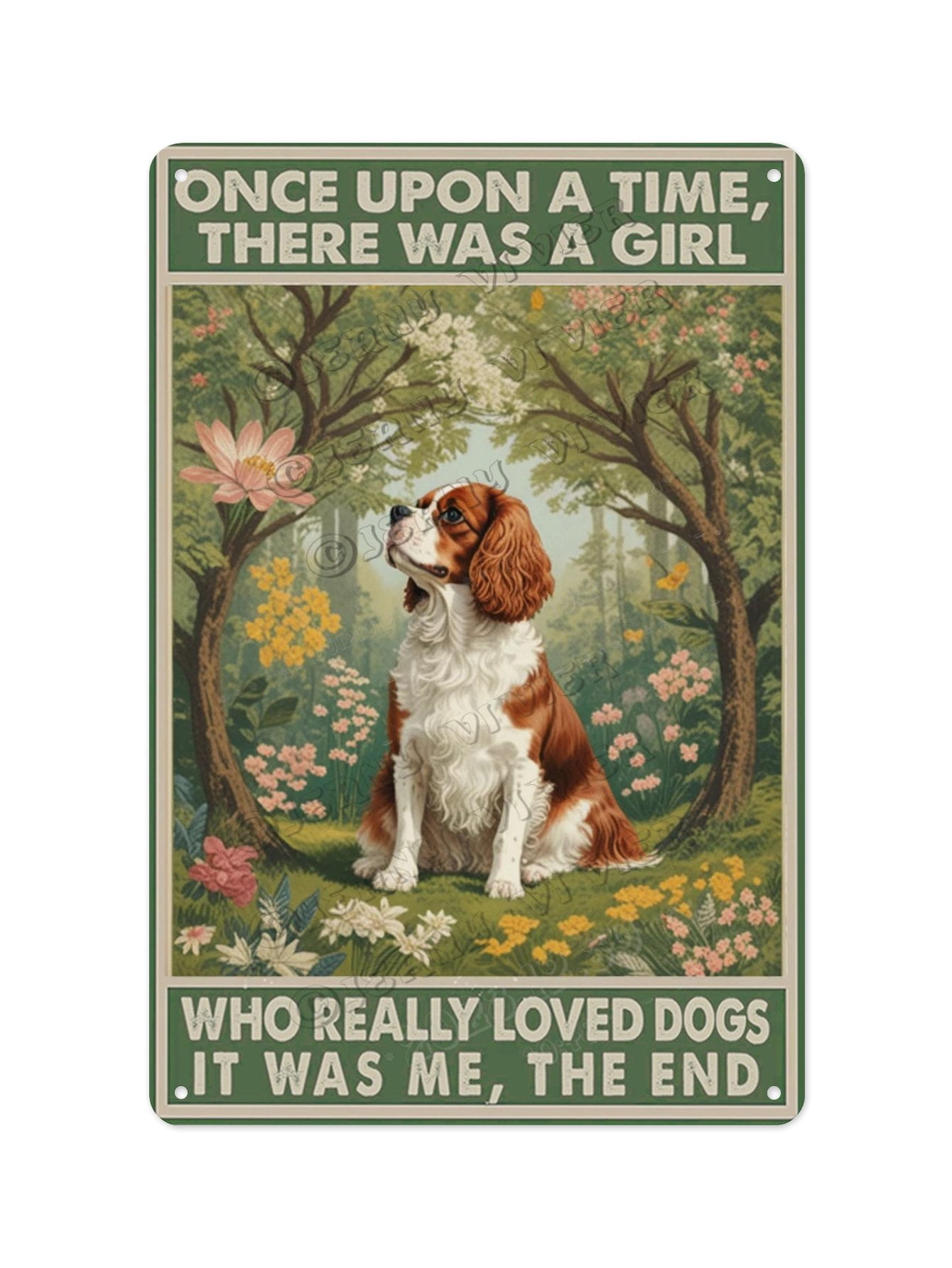 Cavalier King Charles Spaniel Dog Decor Spring Summer Vintage Aluminum ...