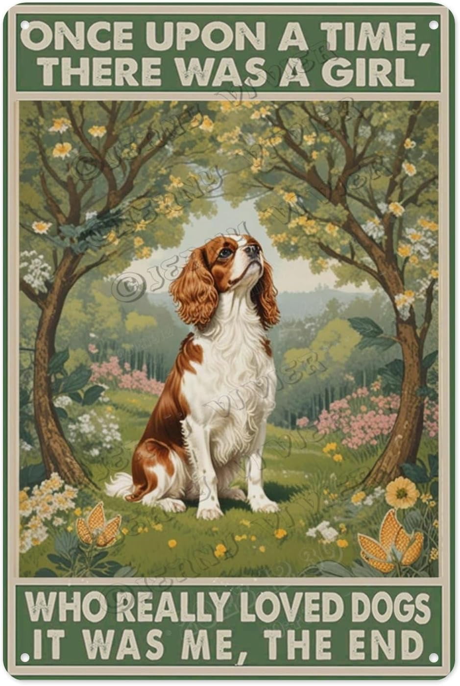 Cavalier King Charles Spaniel Dog Decor Spring Summer Vintage Aluminum ...