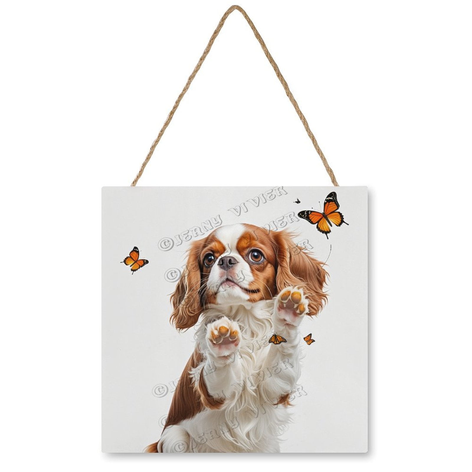 Cavalier King Charles Spaniel Dog Hanging Wood Sign, Square,12x12 ...