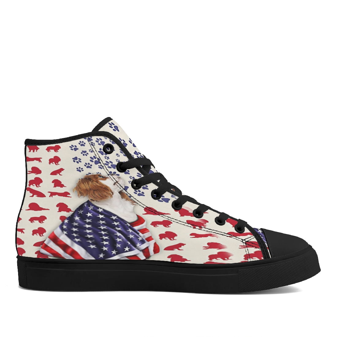 Cavalier King Charles Spaniel Dog High Top Canvas Shoes Sneakers Black ...