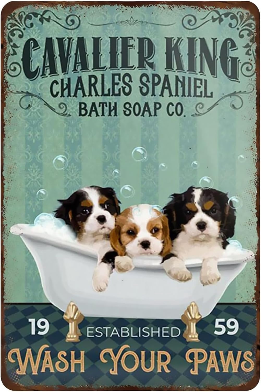 Cavalier King Charles Spaniel Dog Vintage Metal Sign Tin Sign For ...