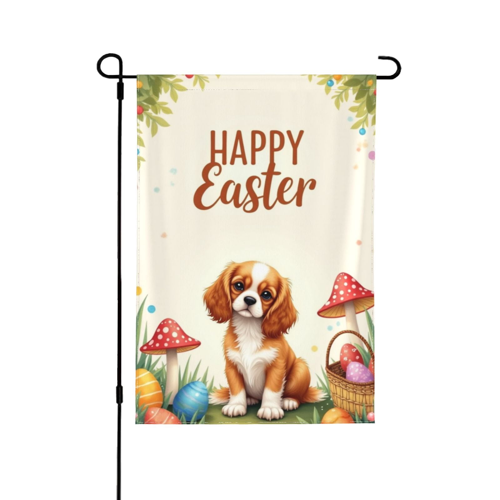 Cavalier-King-Charles Spaniel Happy Easter Yard Flag Dog Garden Flag 12 ...
