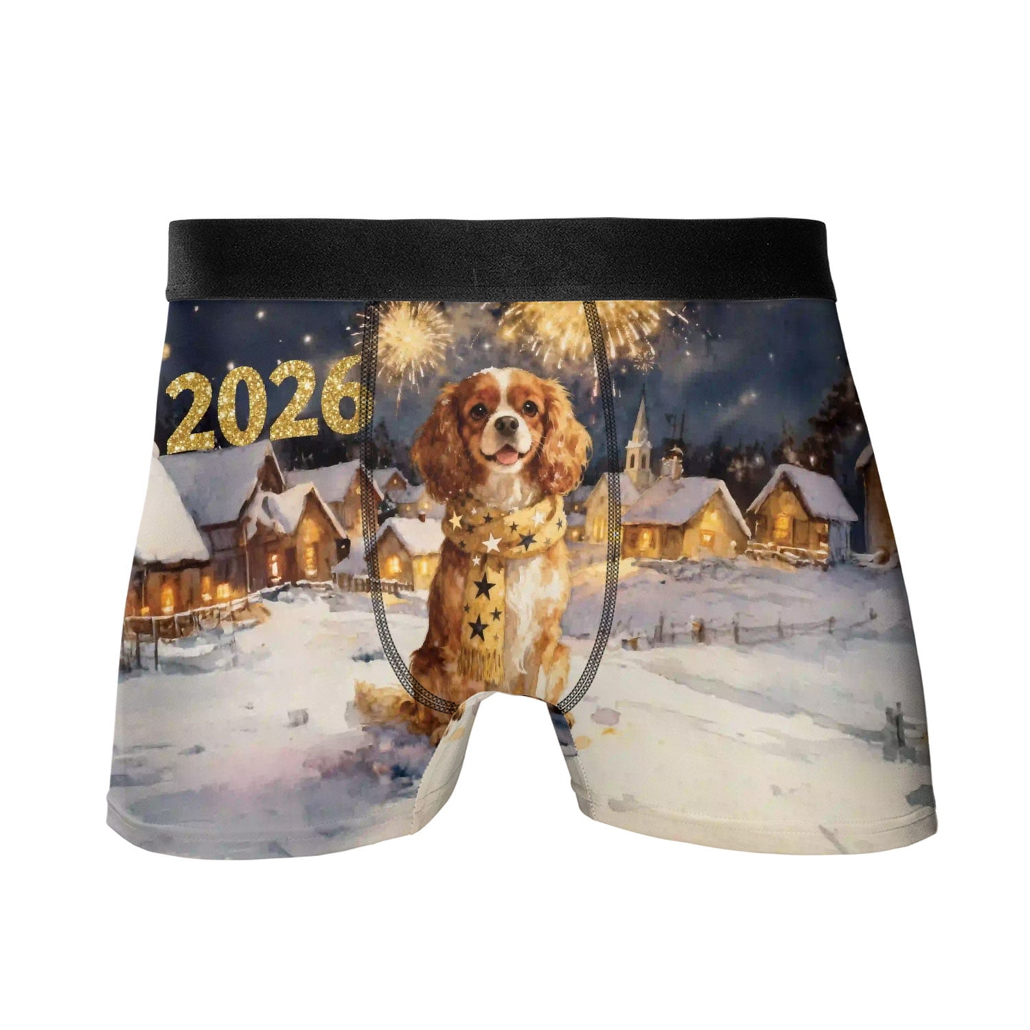 Cavalier King Charles Spaniel Happy New Year 2026 with Fireworks on New ...