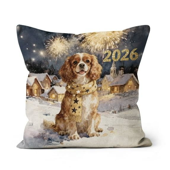 Cavalier King Charles Spaniel Happy New Year 2026 with Fireworks on New ...