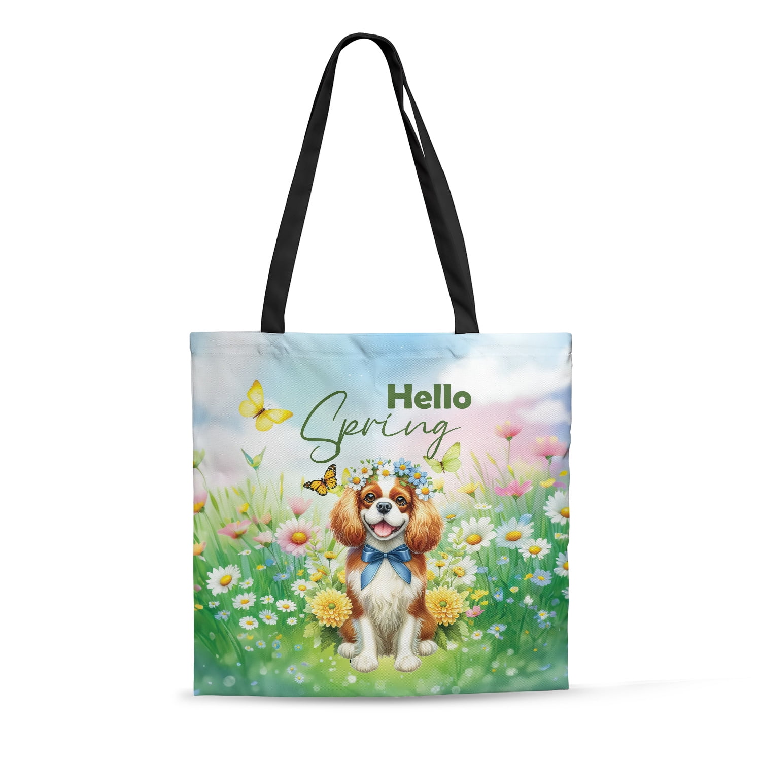 Cavalier King Charles Spaniel Hello Spring Time Flower Floral Nature ...
