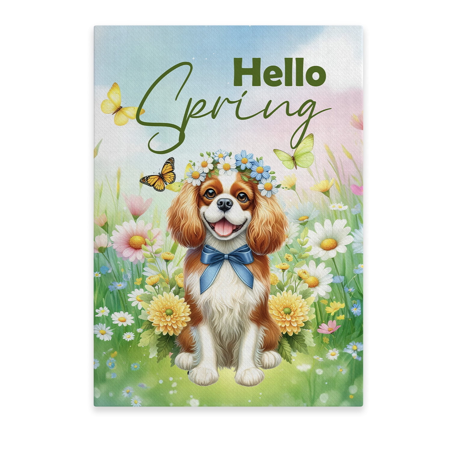 Cavalier King Charles Spaniel Hello Spring Time Flower Floral Nature ...