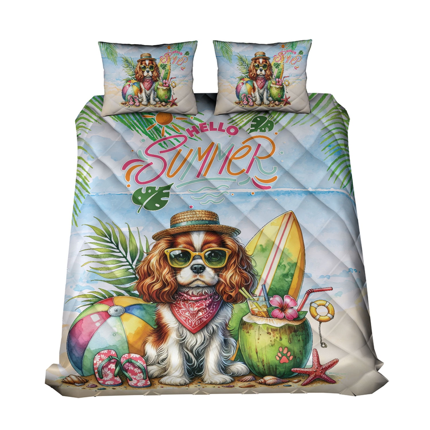Cavalier King Charles Spaniel Hello Summer with Sunglasses and ...