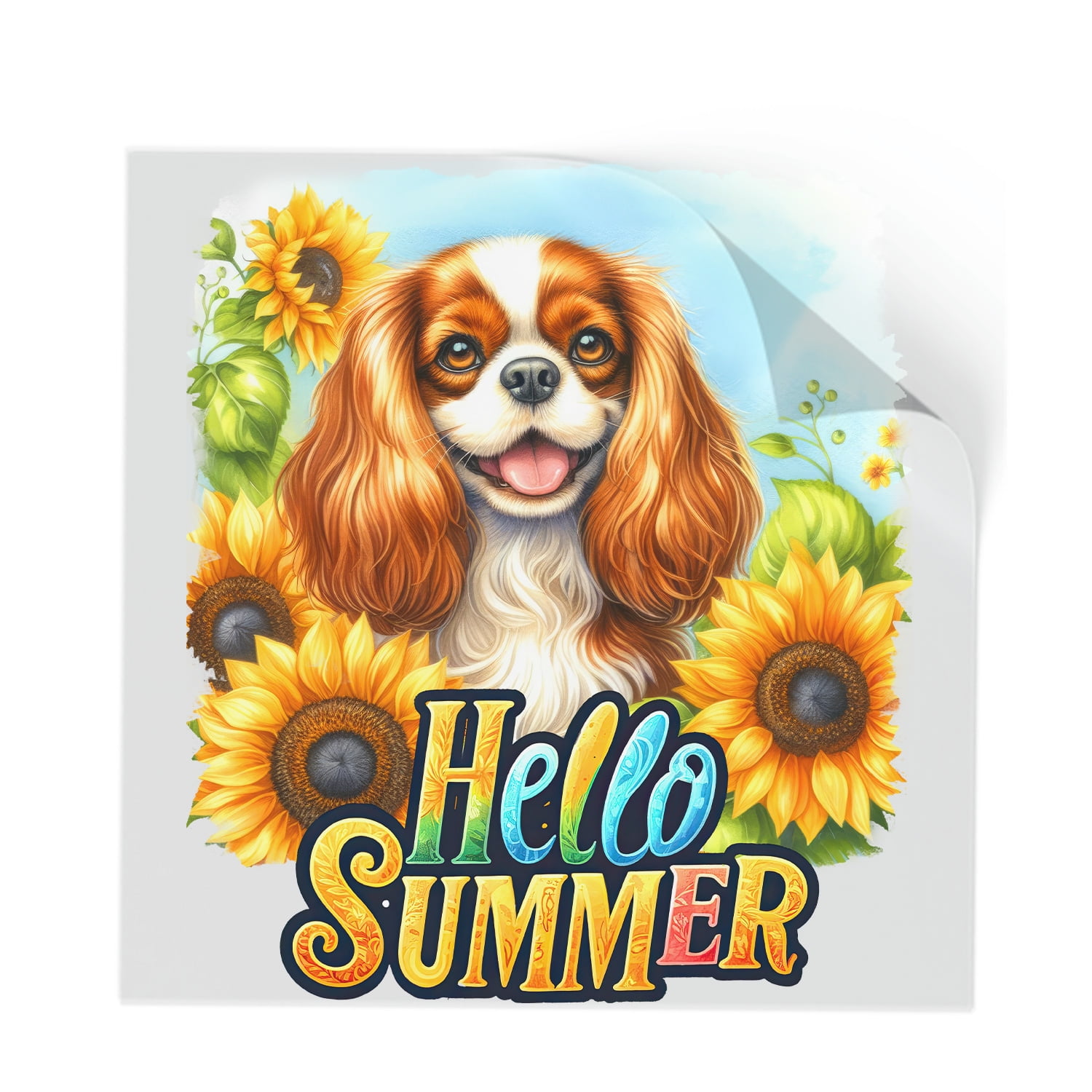 Cavalier King Charles Spaniel Hello Summer Sunshine Sunflowers Spring ...