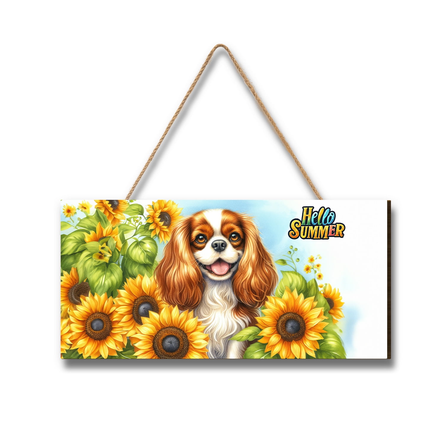 Cavalier King Charles Spaniel Hello Summer Sunshine Sunflowers Spring ...