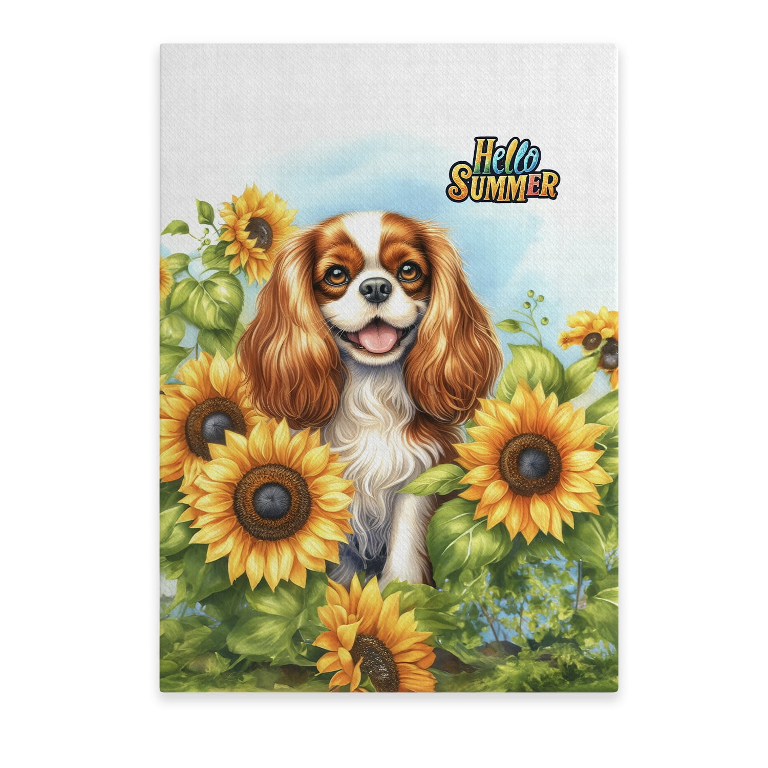 Cavalier King Charles Spaniel Hello Summer Sunshine Sunflowers Spring ...