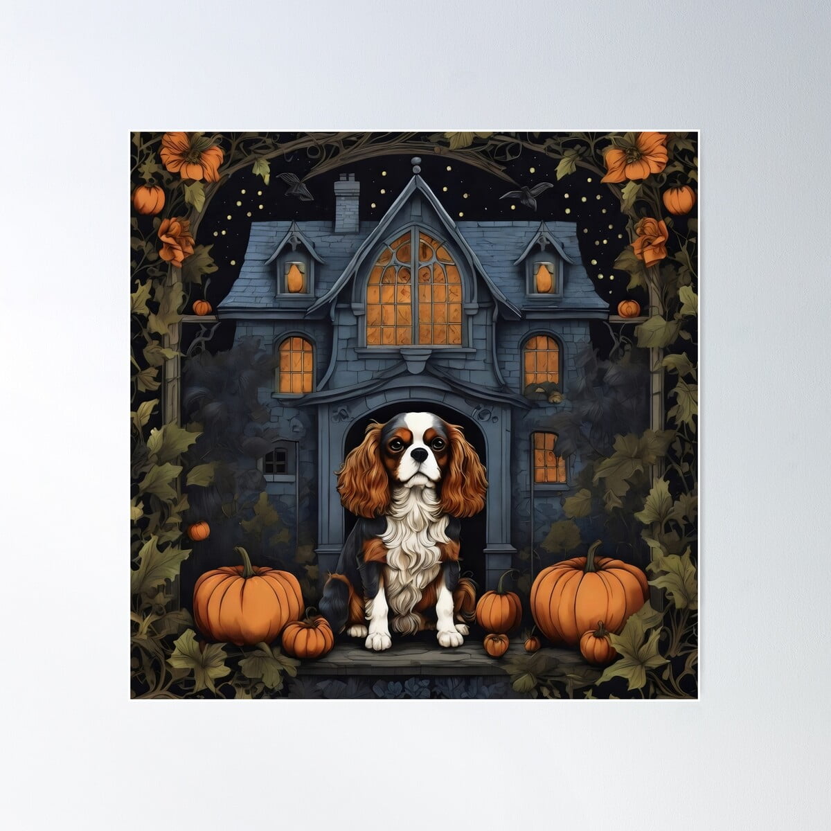 Cavalier King Charles Spaniel Inspired By William Morris Poster Wall ...