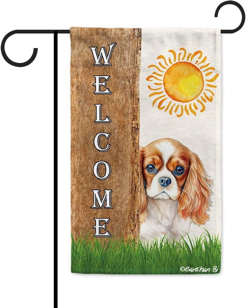 Cavalier King Charles Spaniel Spring Summer Welcome Garden Flag ...
