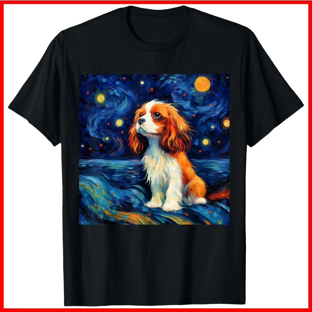 Cavalier King Charles Spaniel Starry Night Dog Art Unisex T-Shirt, S ...