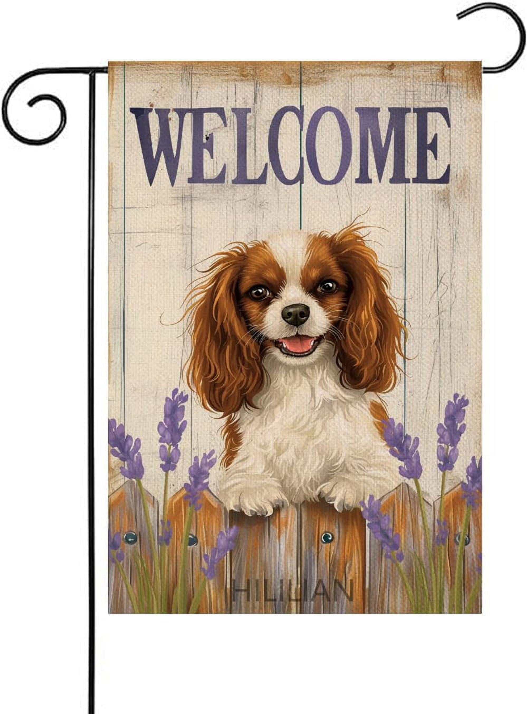 Cavalier-King-Charles Spaniel Welcome Spring Garden FlagDouble Sided ...