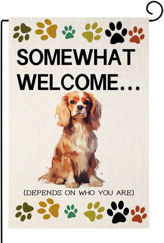 Cavalier-King-Charles Spaniel Yard Flag Funny Dog Garden Flag Somewhat ...
