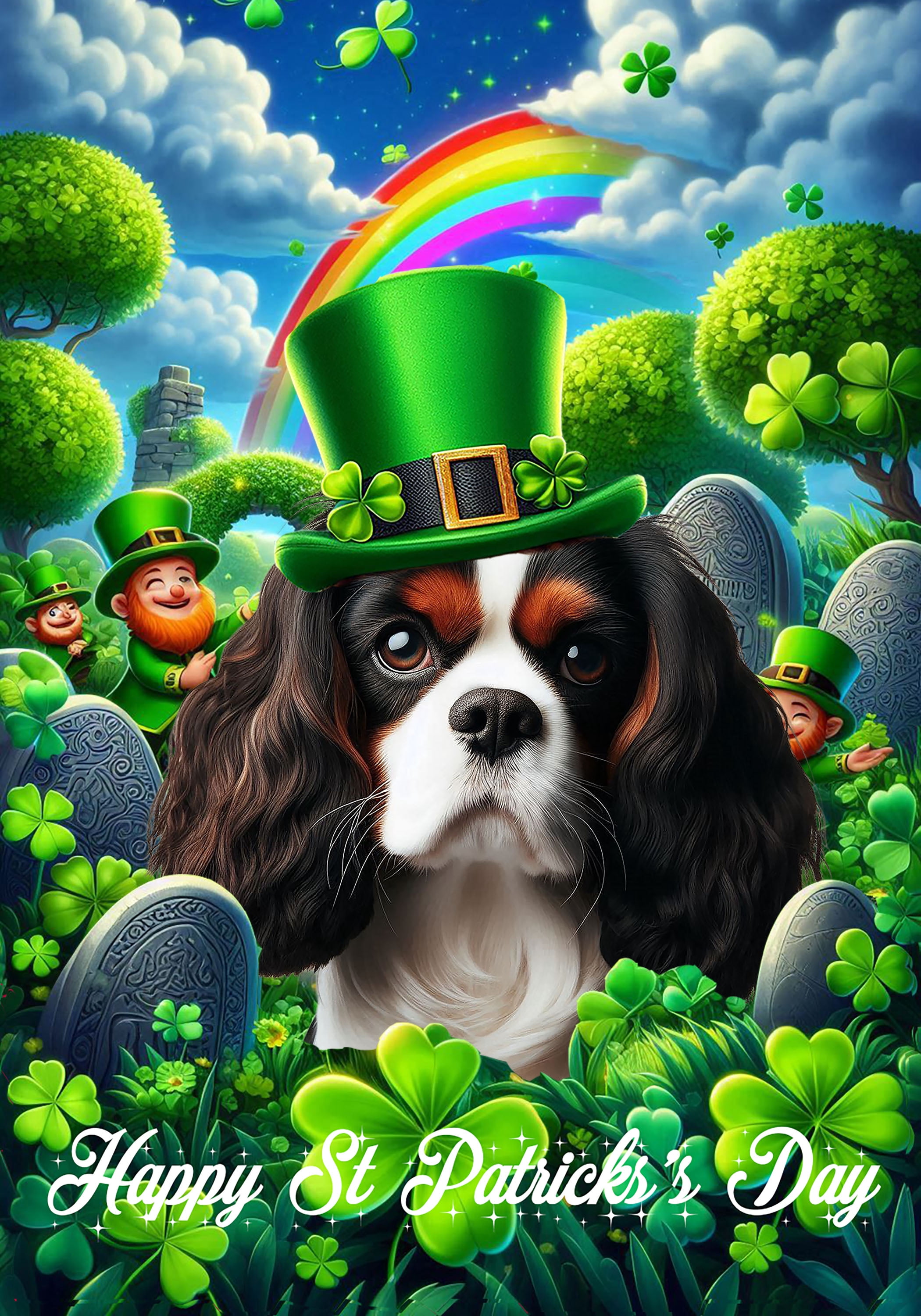 Cavalier King Charles Tri - Best of Breed Saint Patricks Day Outdoor ...