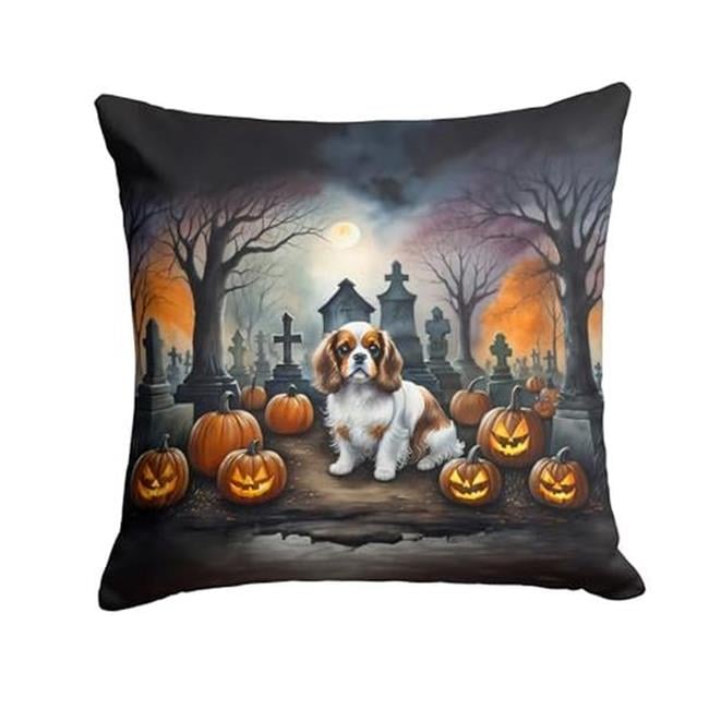 Cavalier Spaniel Spooky Halloween Fabric Decorative Pillow 14 in x 14 ...