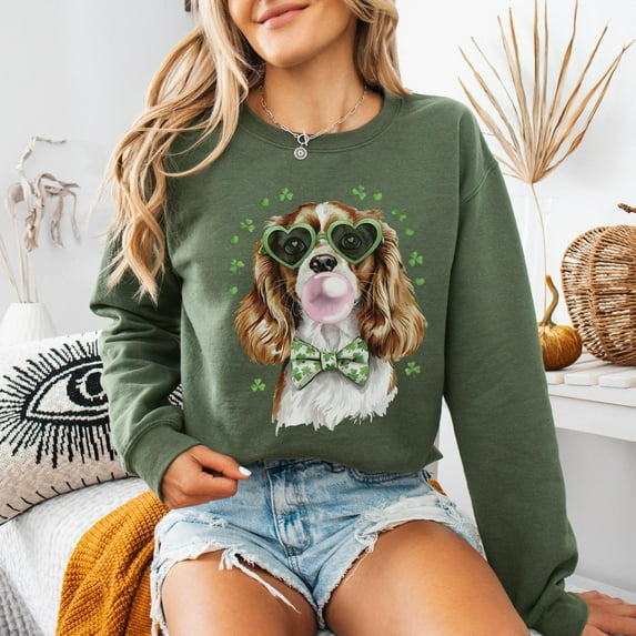 Cavalier St Patrick Day Sweatshirt, Lucky Cavalier King Charles Sweater ...
