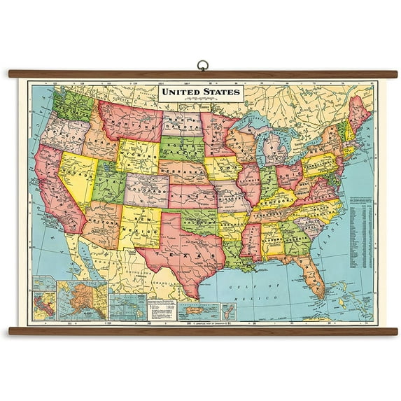Cavallini Papers United States Map Vintage School Chart - Walmart.com