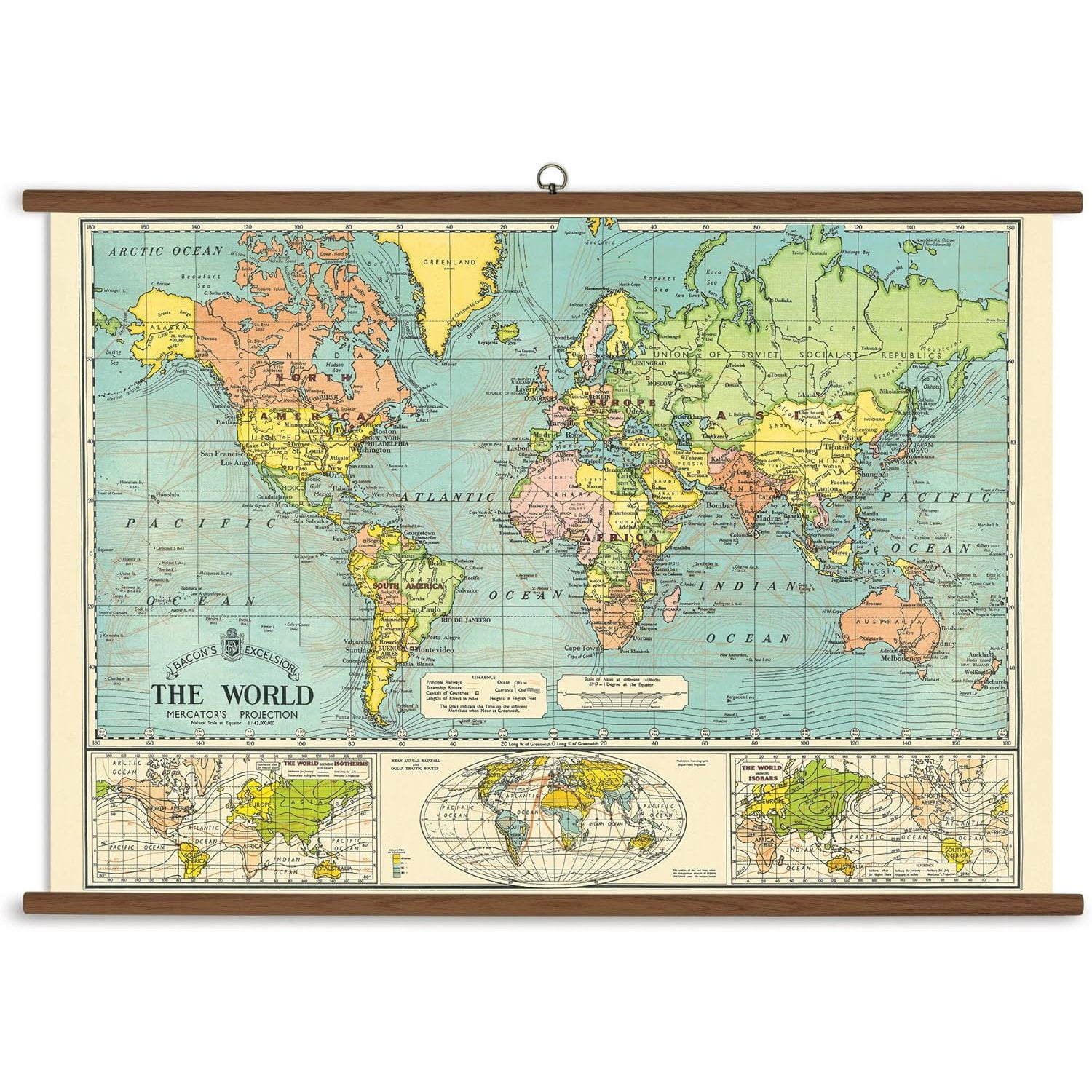 Cavallini Papers World Map Vintage School Chart - Walmart.com
