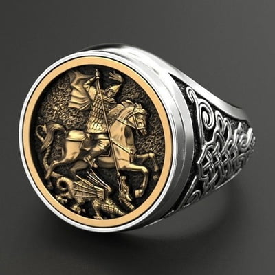 Cavalry Seal Ring Christian Religious Jewelry Norse Mythology Viking ...
