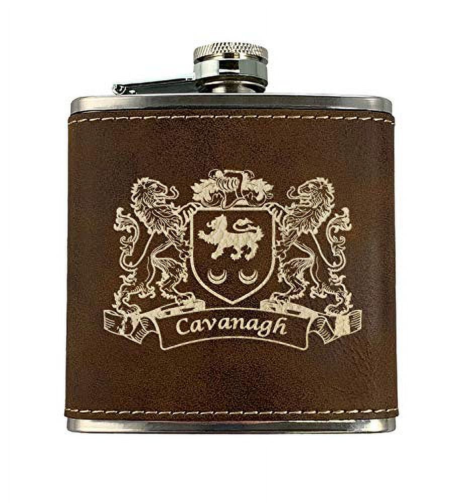 Cavanagh Irish Coat of Arms Leather Flask - Rustic Brown - Walmart.com