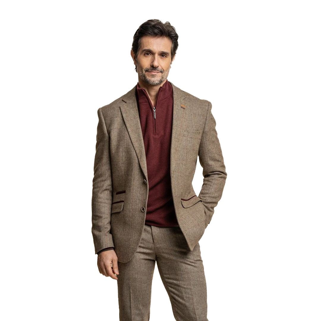 Cavani Gaston - Men's Tweed Herringbone Olive Check Blazer - Walmart.com