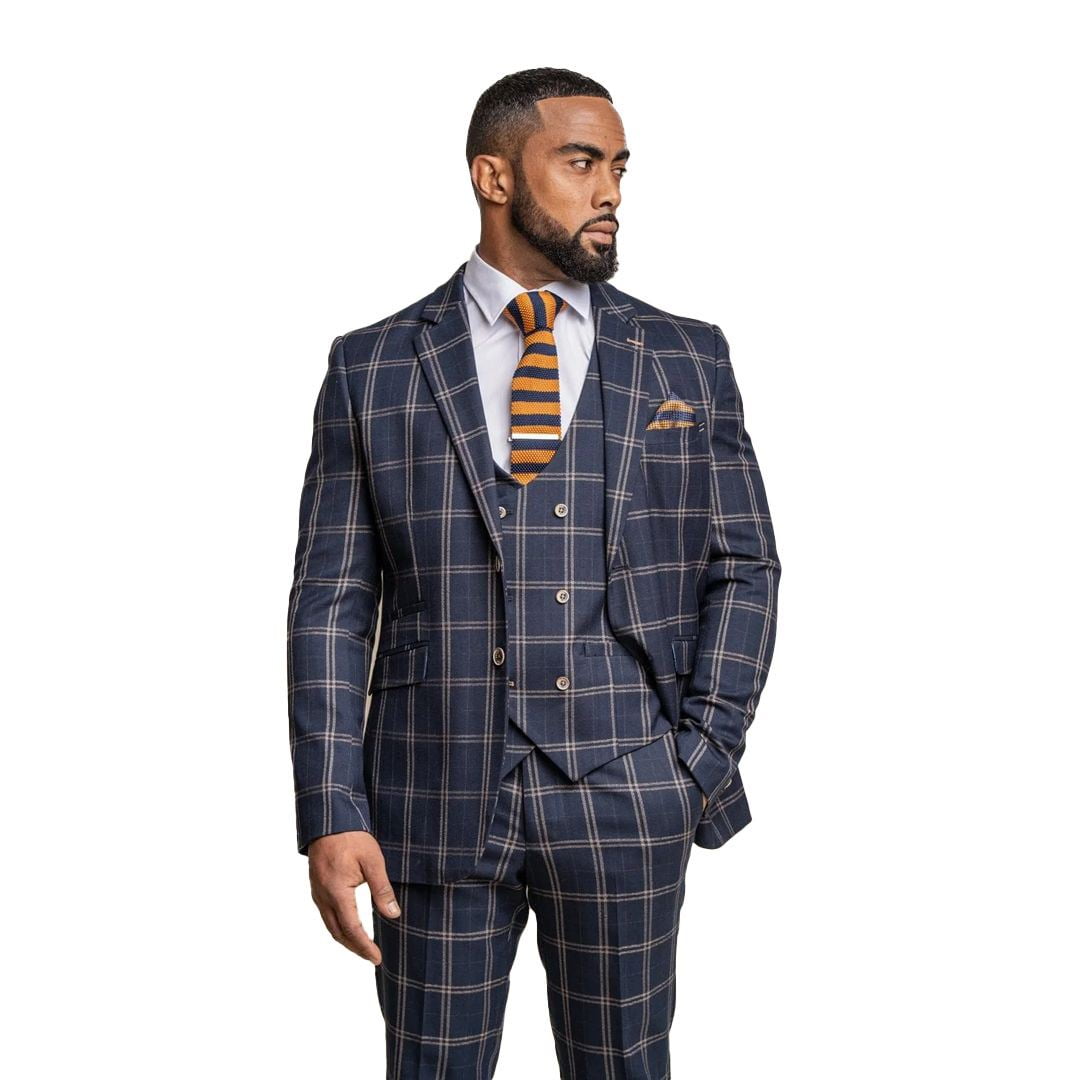 Cavani Hardy - Men's Plain Navy Blue Checked Blazer - Walmart.com
