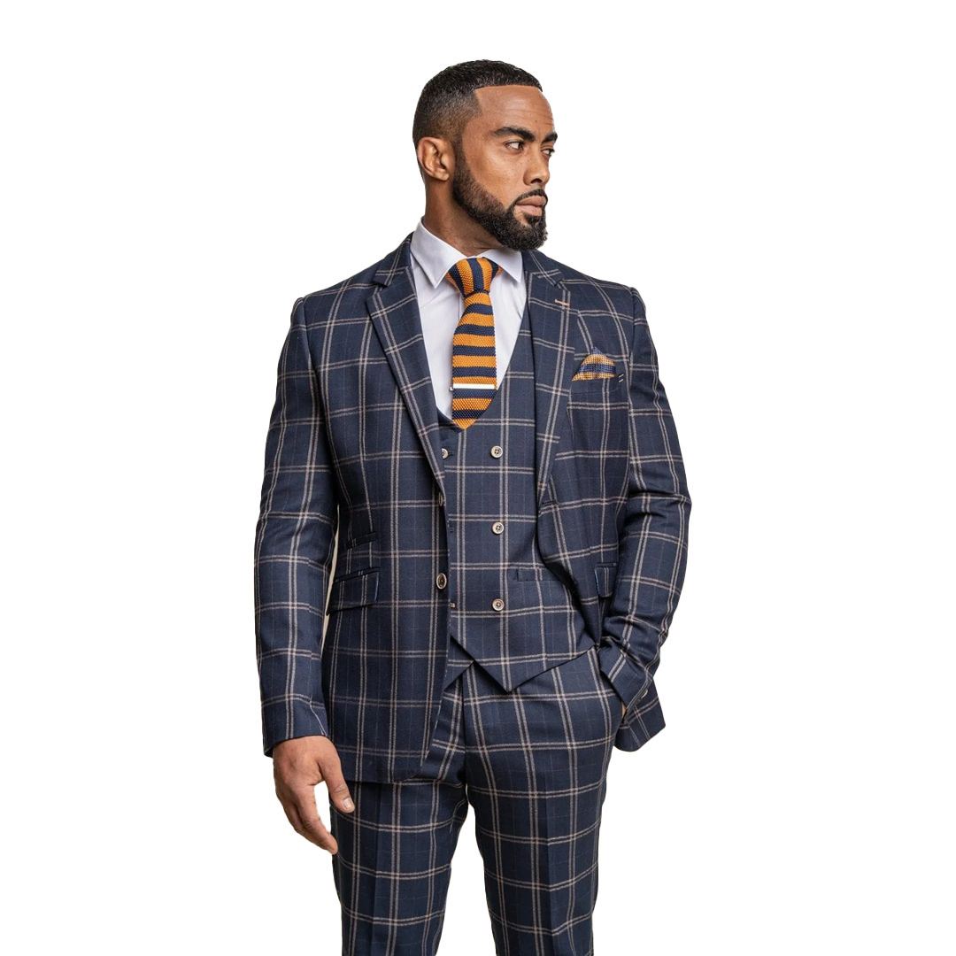 Cavani Hardy - Men's Plain Navy Blue Checked Blazer - Walmart.com