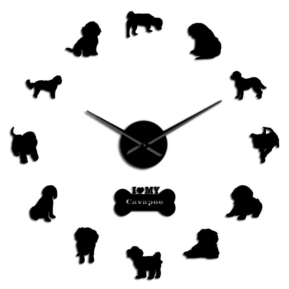 Cavapoo Dog Frameless Wall Clock Stickers, DIY Modern Decorative Clocks ...