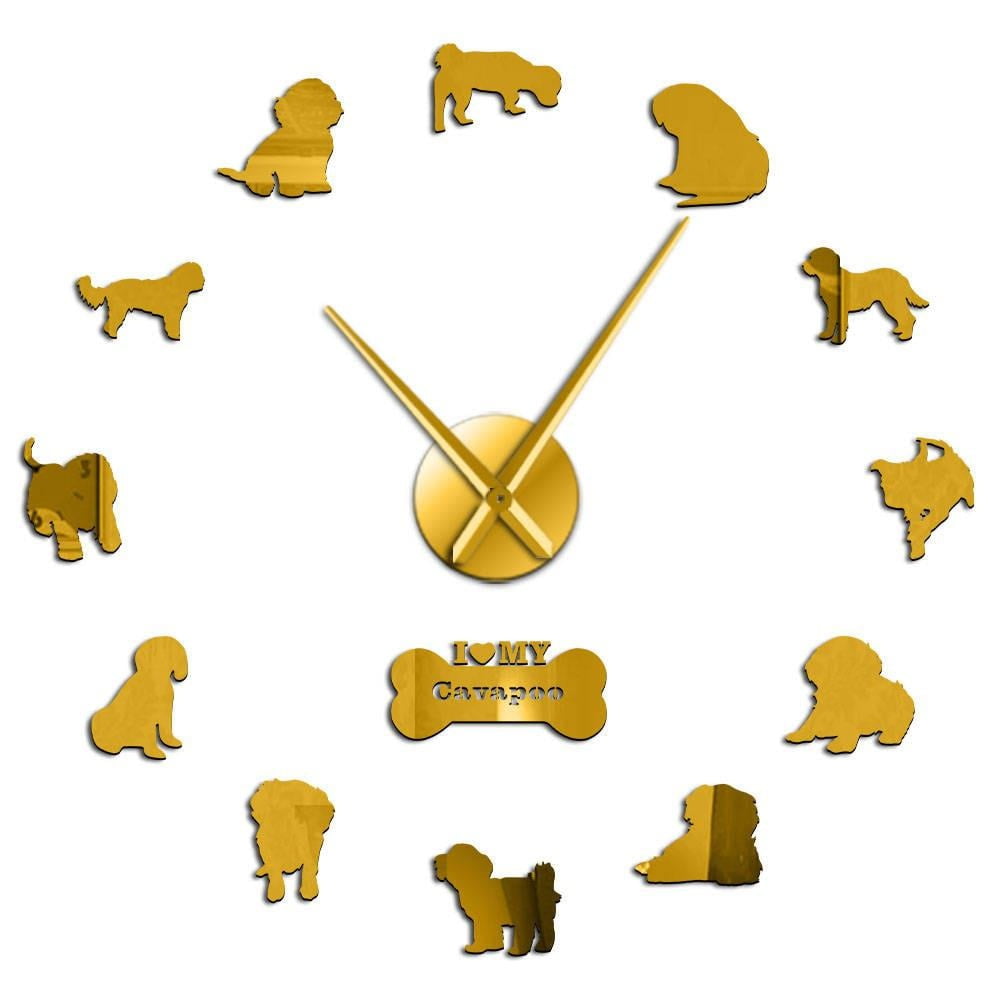 Cavapoo Dog Long Hands Wall Clock Dog Portrait Size Adjustable 3D ...