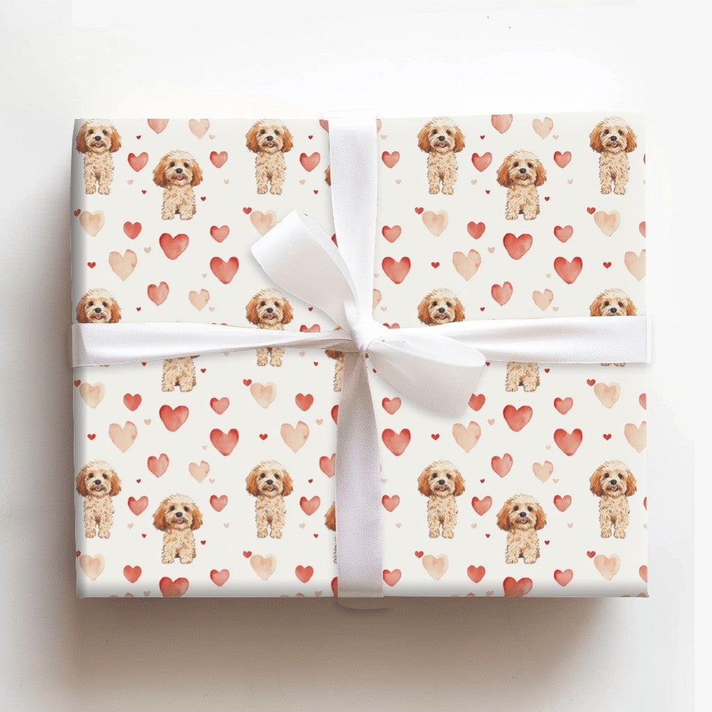 Cavapoo Dog and Watercolor Hearts Gift Wrapping Paper - Walmart.com