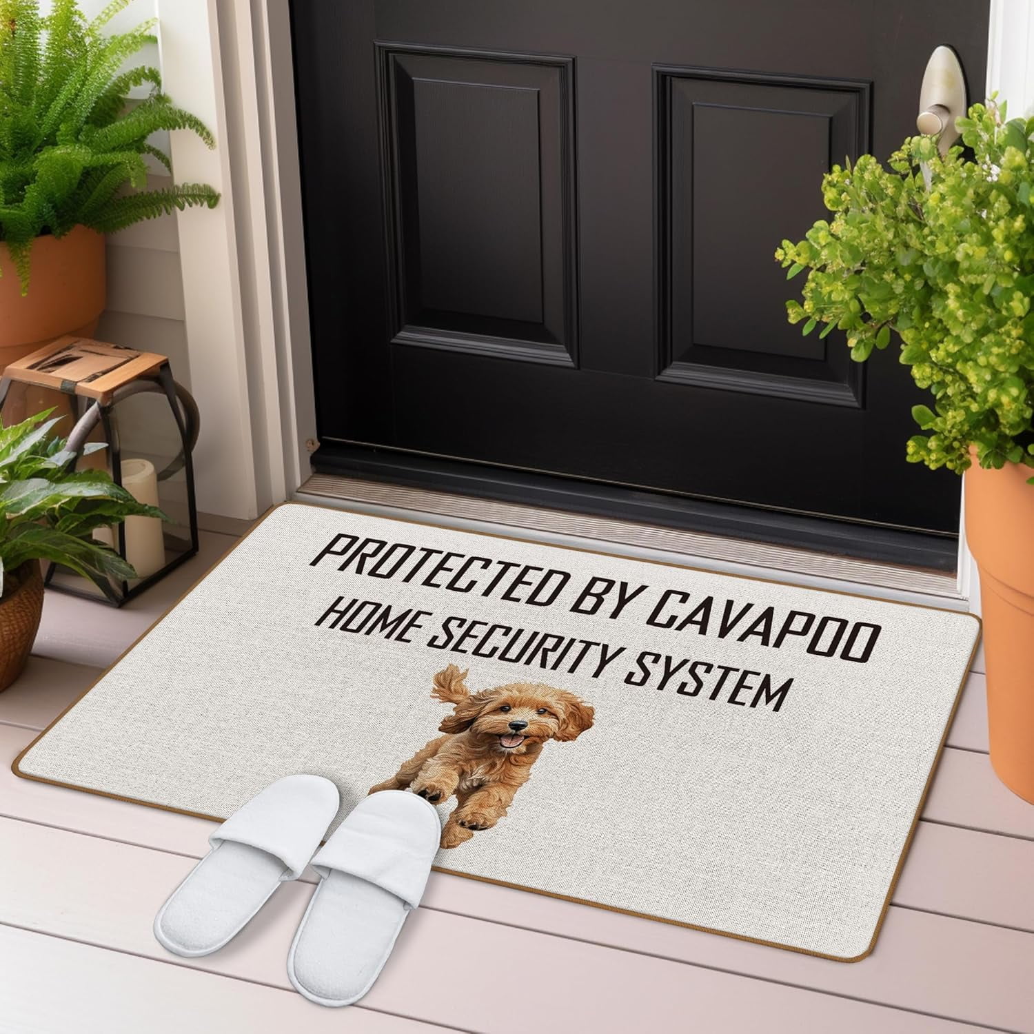 Cavapoo Door Mat, Dog Welcome Mat, Dog Decor, Funny Protected by ...