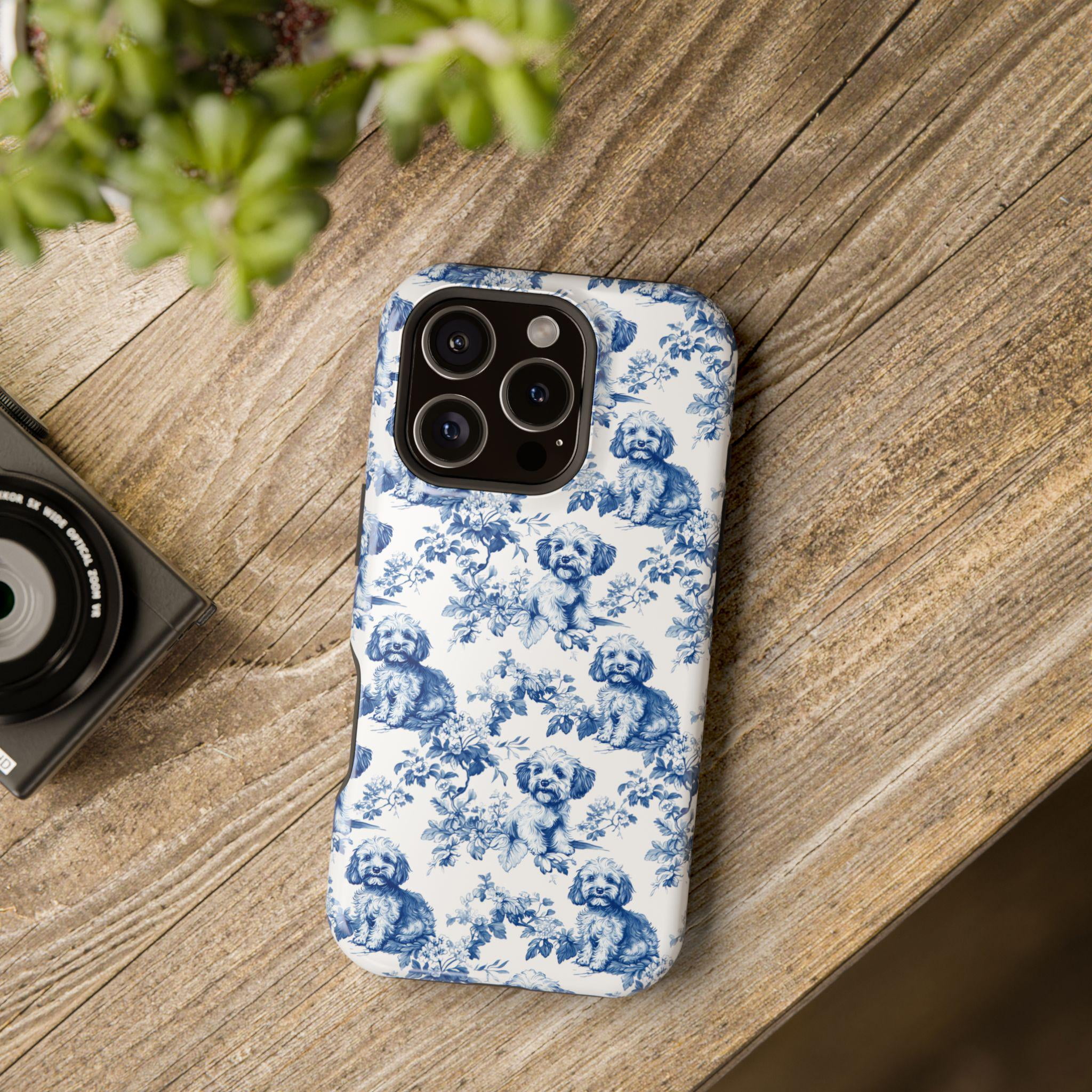 Cavapoo French Toile Chinoiserie Case for iPhone 17 11 12 13 14 15 16 ...