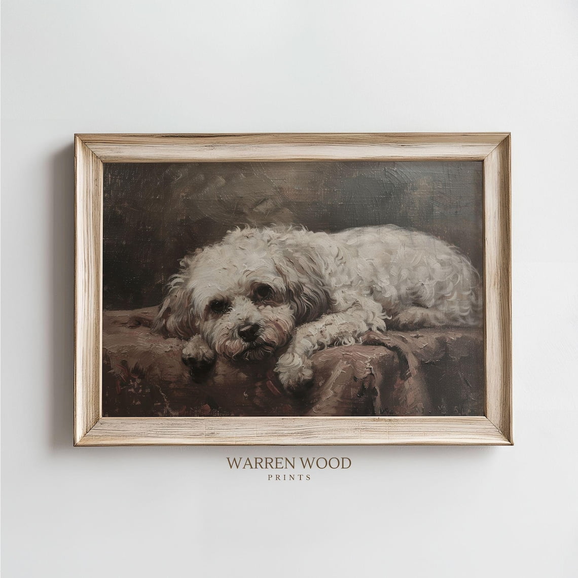 Cavapoo Wall Art Print, Vintage Dog Illustration, Rustic Brown & Beige ...